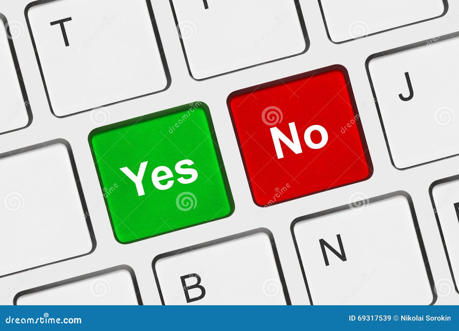 Computer Keyboard with Yes and No Keys Stock Image - Image of office ...
