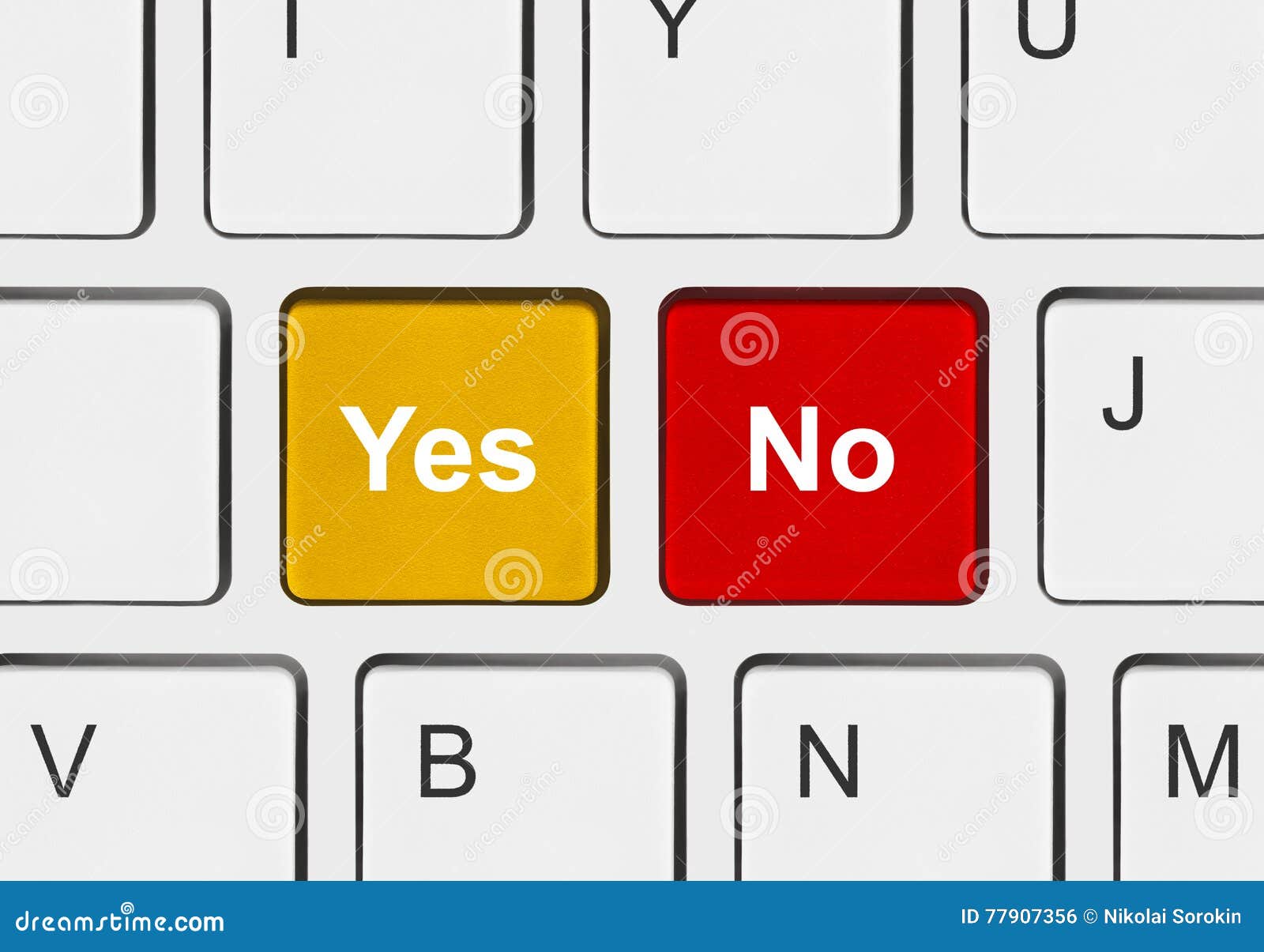 Computer Keyboard with Yes and No Keys Stock Photo - Image of manager ...
