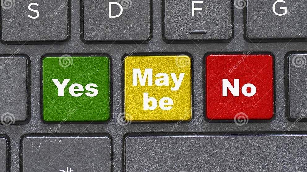 Computer Keyboard with Yes, No and Maybe Keys Stock Image - Image of ...
