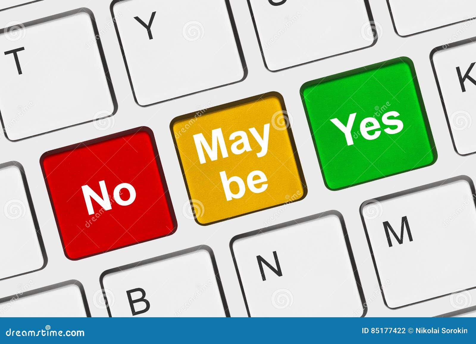 Computer Keyboard with Yes No and Maybe Keys Stock Photo - Image of ...