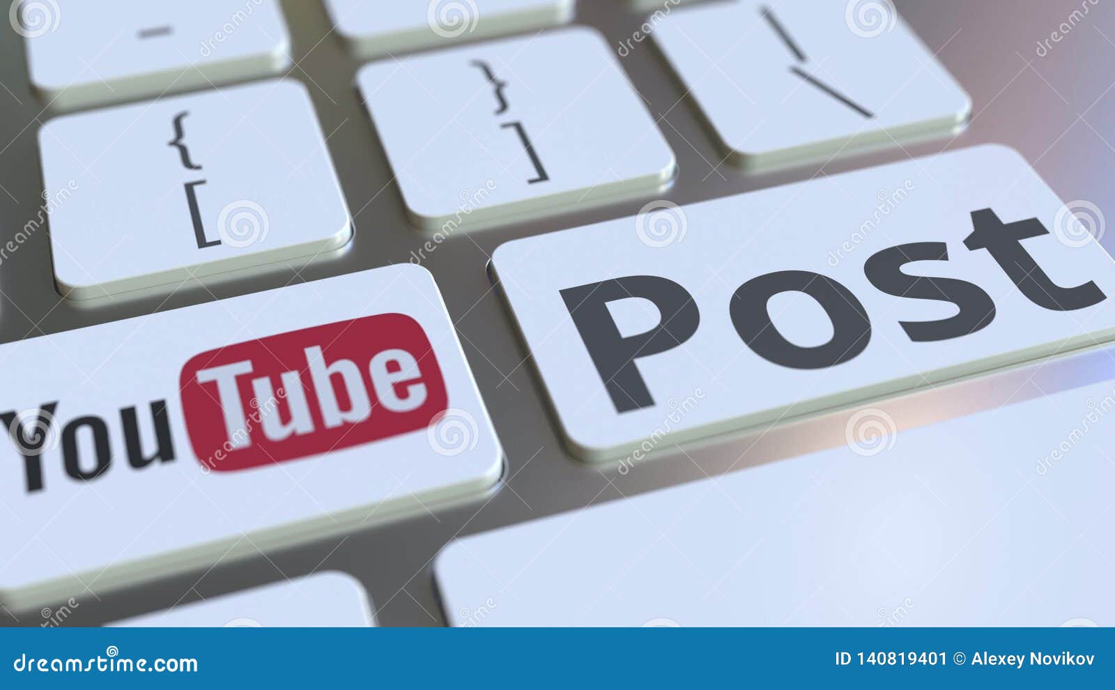 Computer Keyboard with YOUTUBE Logo and Post Text on the Keys ...