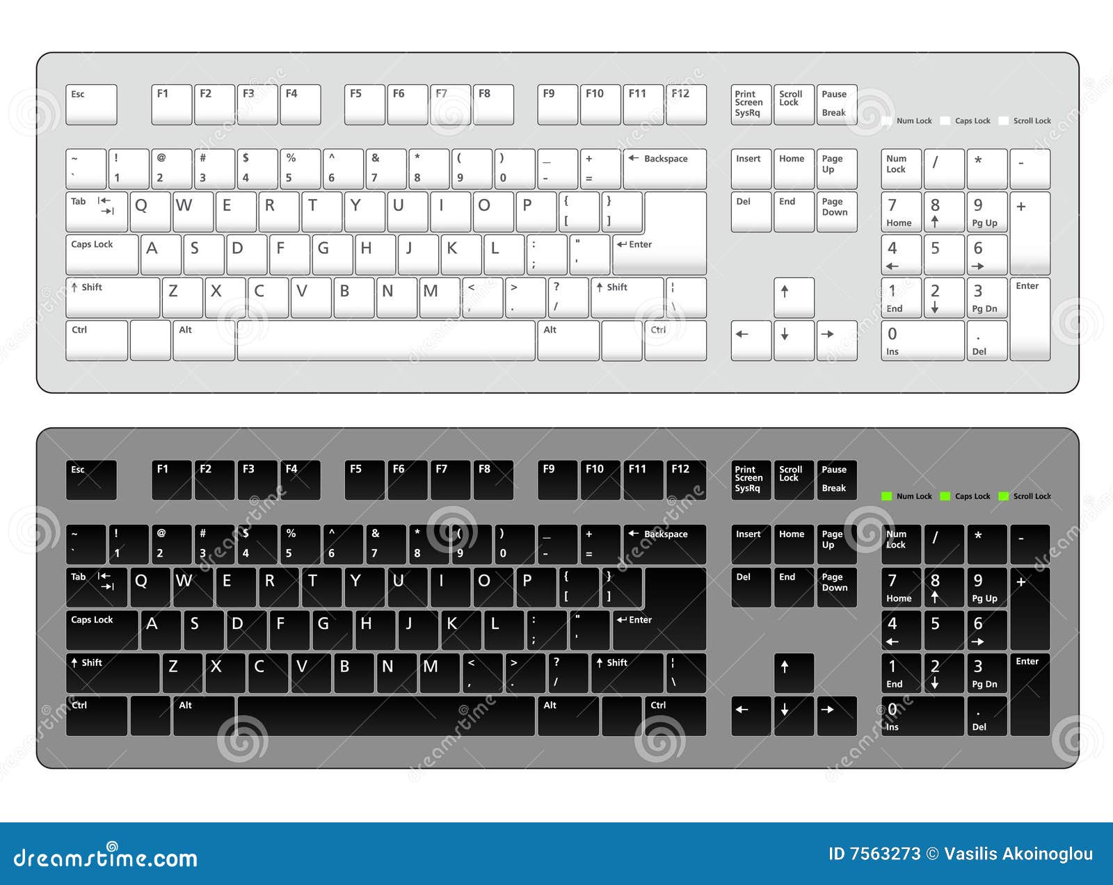 Computer Keyboards Illustration Stock Vector - Illustration of enter ...