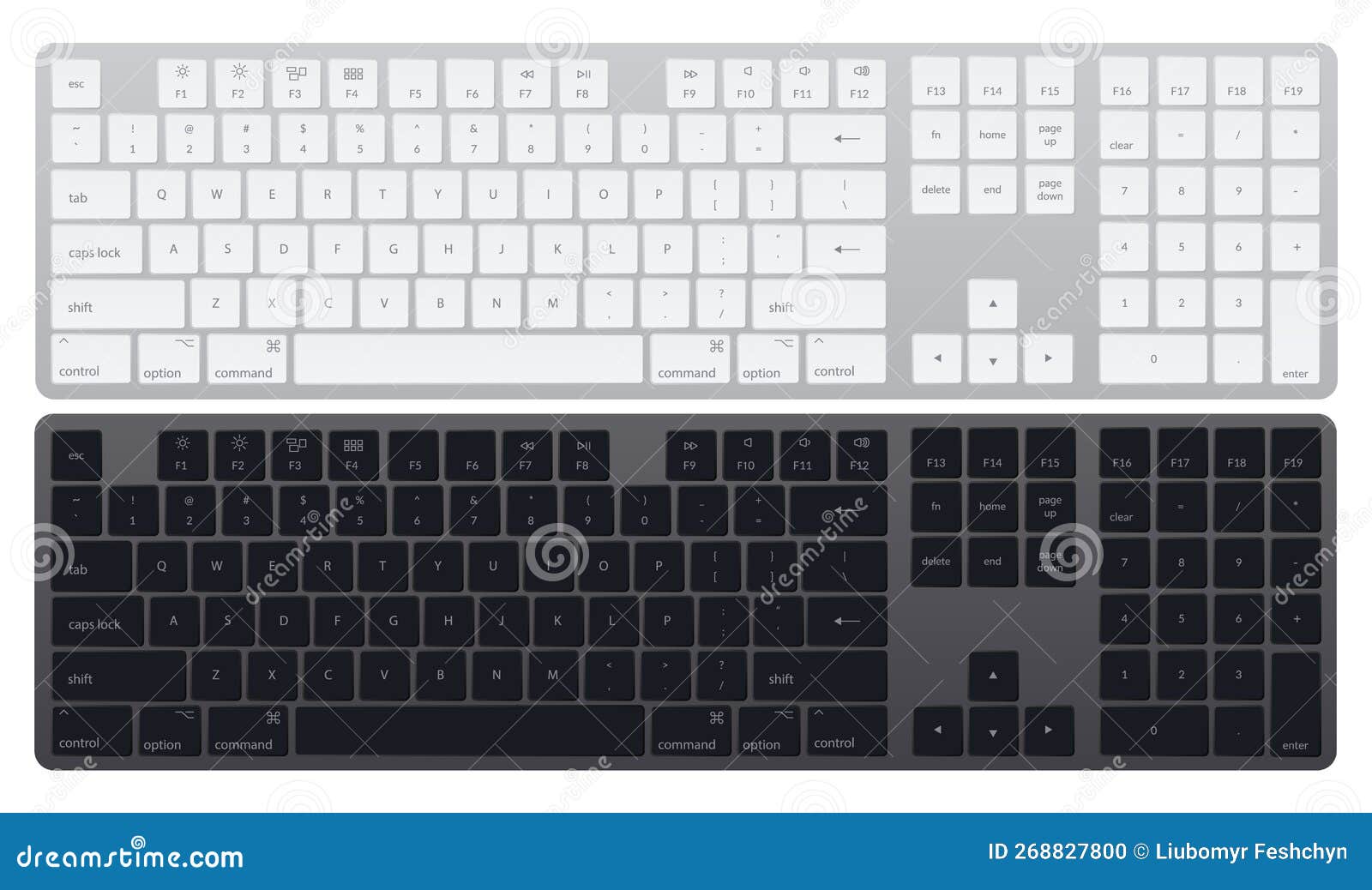 Computer Keyboards. Laptop Isolated Gray and Black Key Button Board for ...