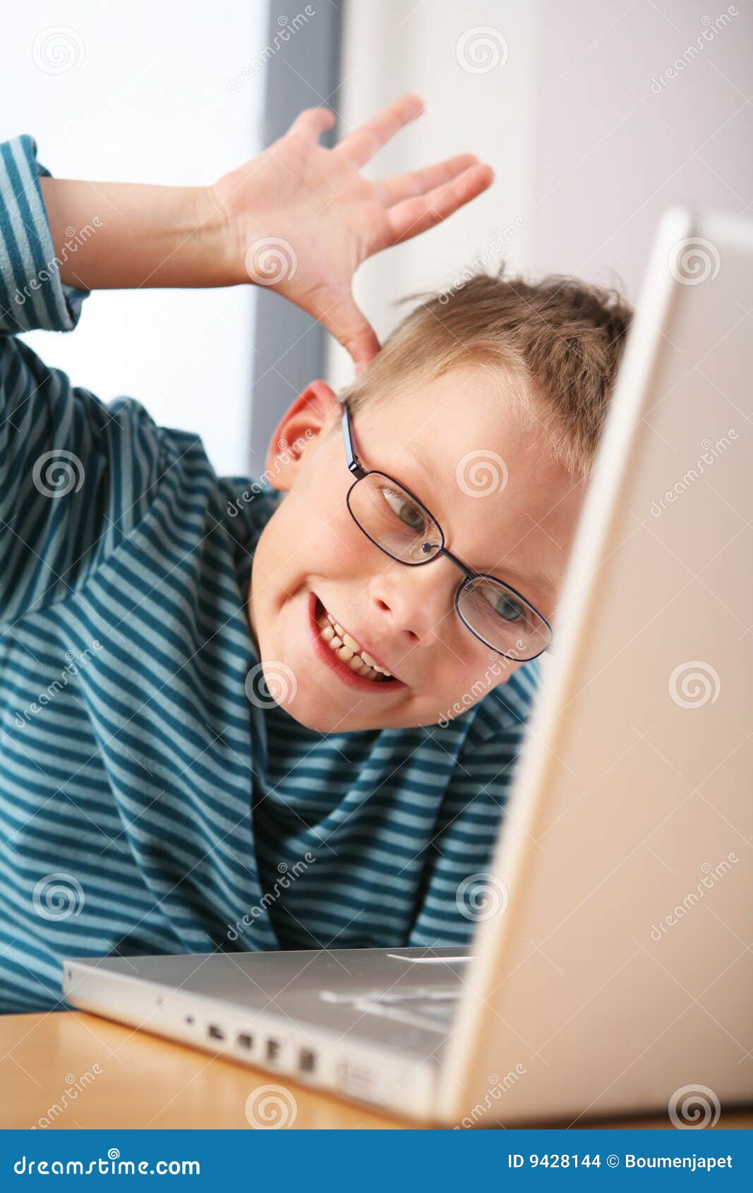 Computer Kid. Nervous. Picture Image: 9428144