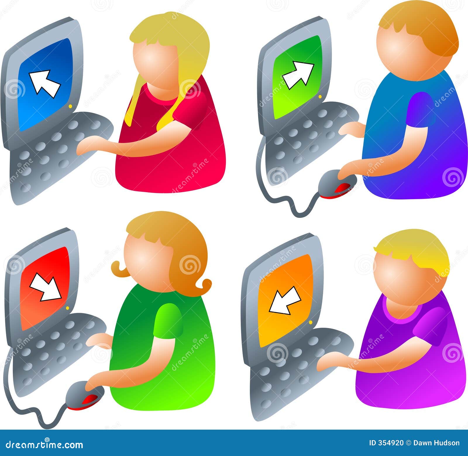 Computer kids stock illustration. Illustration of four - 354920