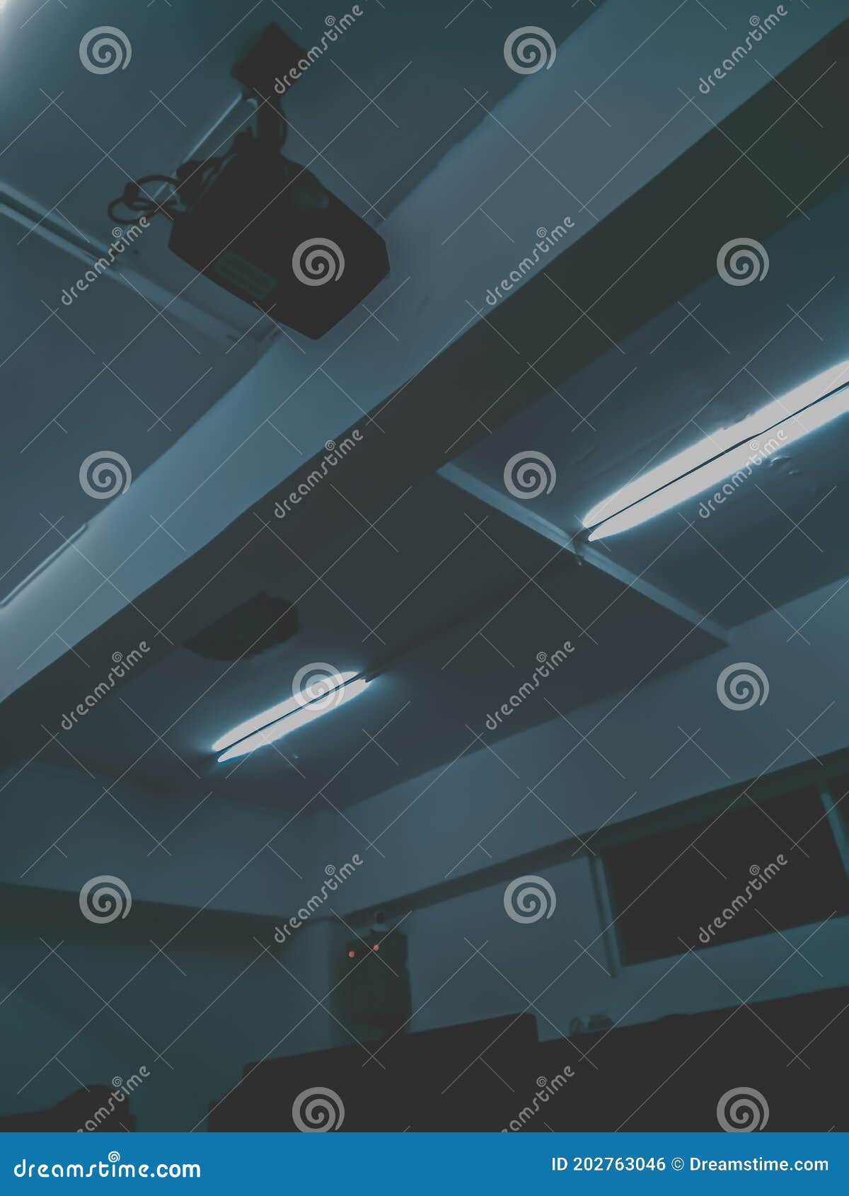 Computer Lab Corner with Dark Blue Scheme Stock Photo - Image of ...