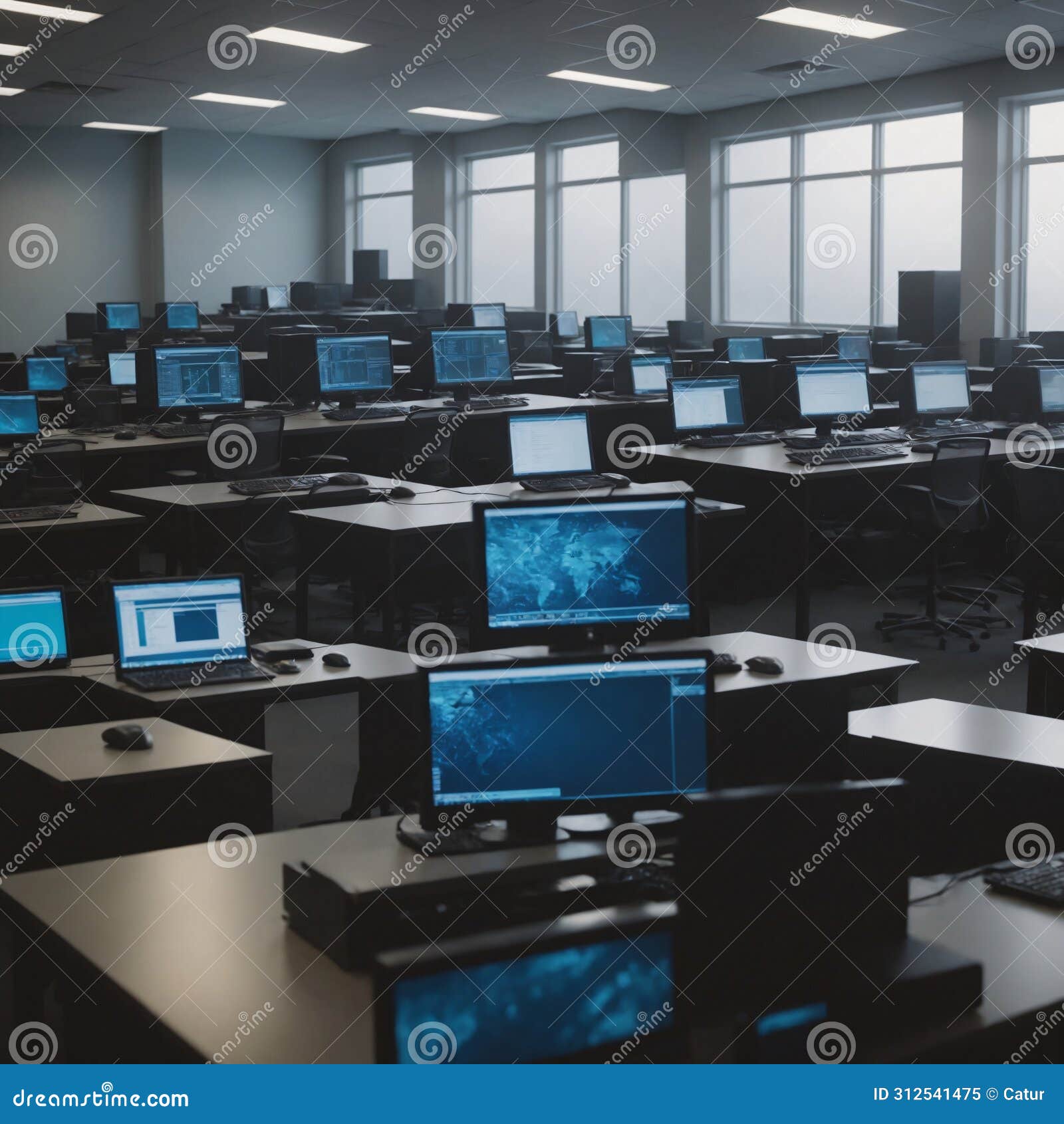 The Computer Labs, an Empty Computer Labs, with Computer Screen on ...