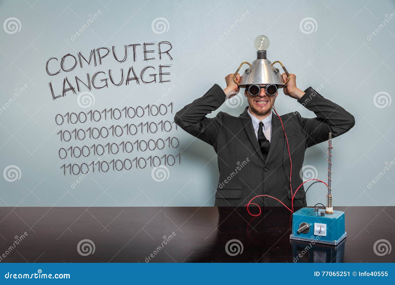 Computer Language Text with Vintage Businessman Stock Image - Image of ...