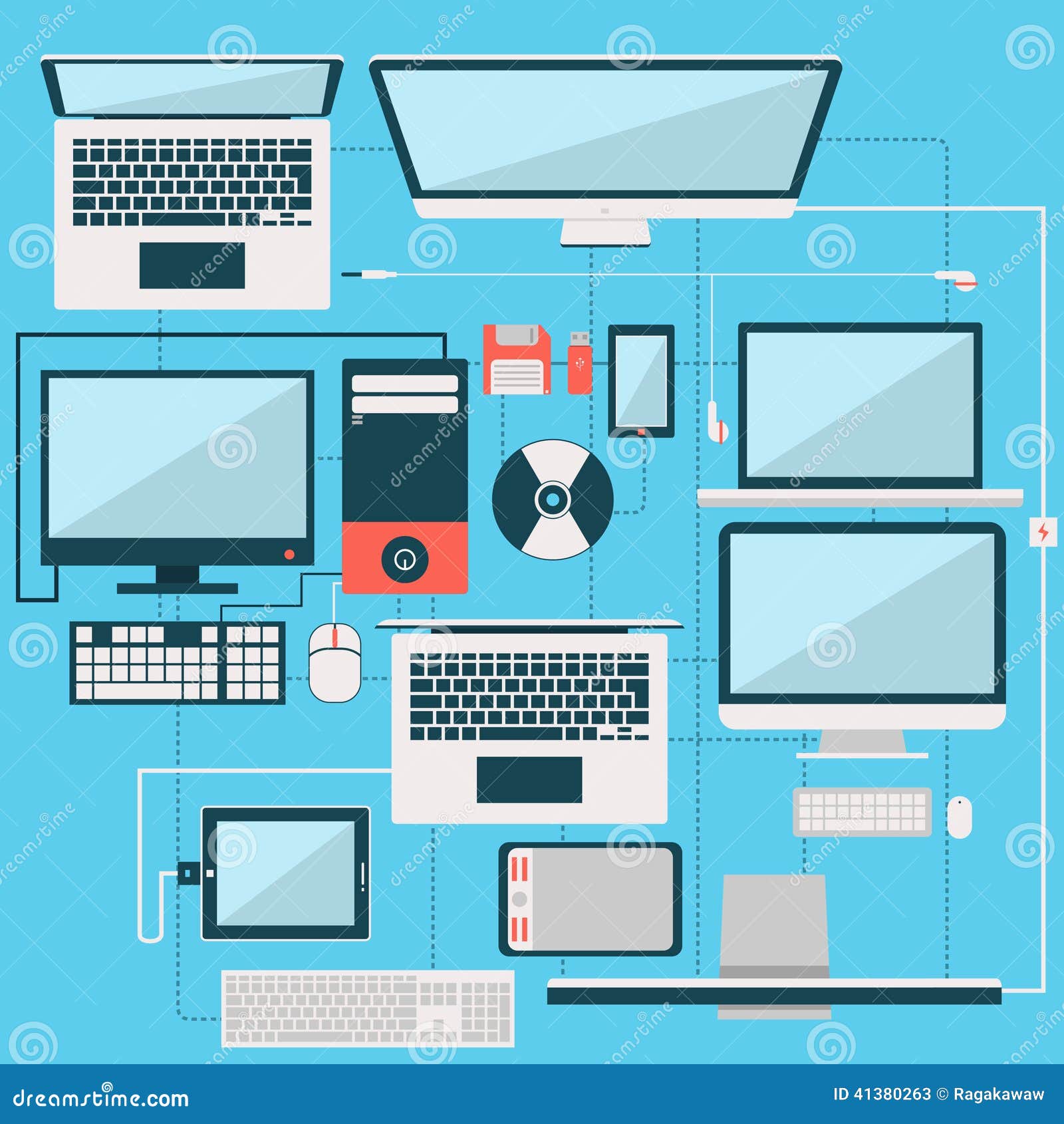 Computer Laptop and Another Gadget Flat Design Collection Stock Vector ...