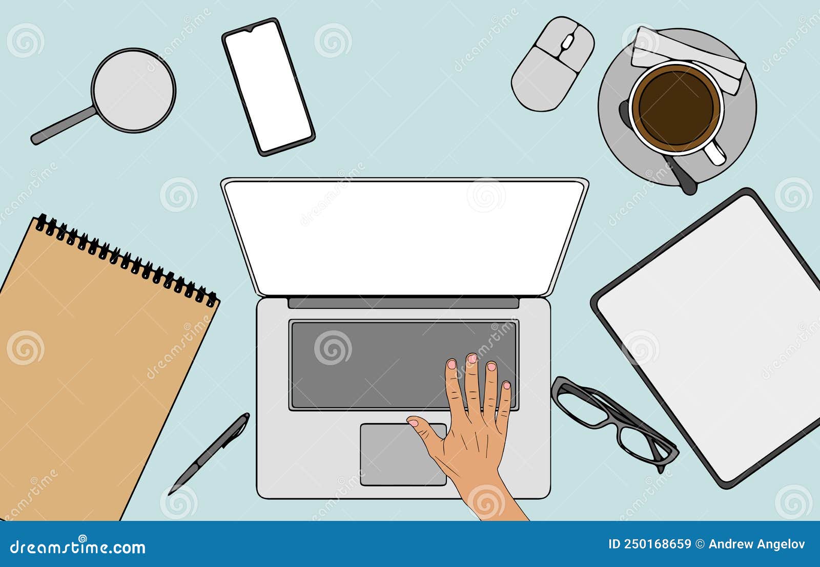 Computer Laptop with Blank Empty Screen for Copy Space Text on Working ...