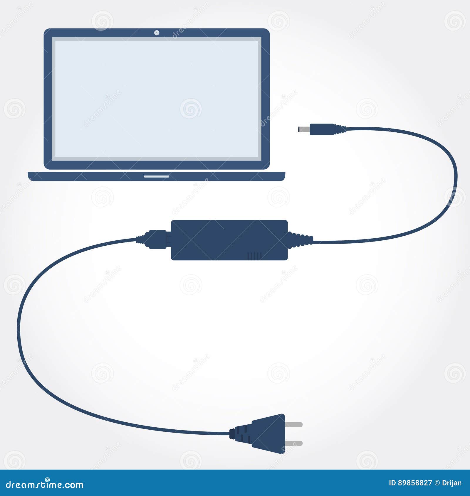 Computer with Laptop Charger Stock Vector - Illustration of notebook ...