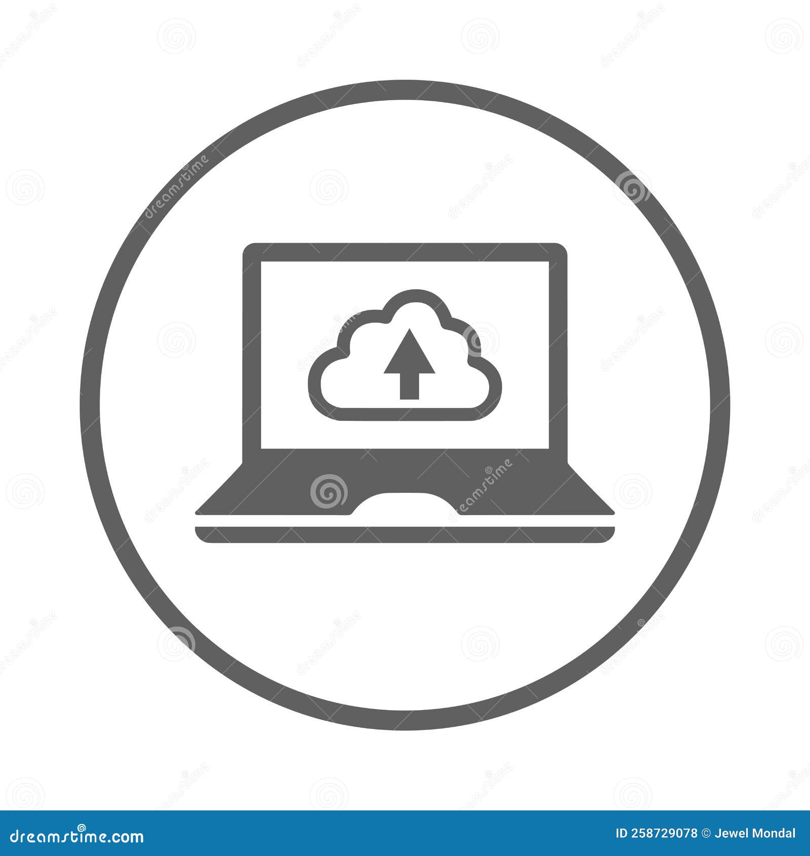Computer, Laptop, Cloud, Computing Icon. Gray Vector Graphics Stock ...