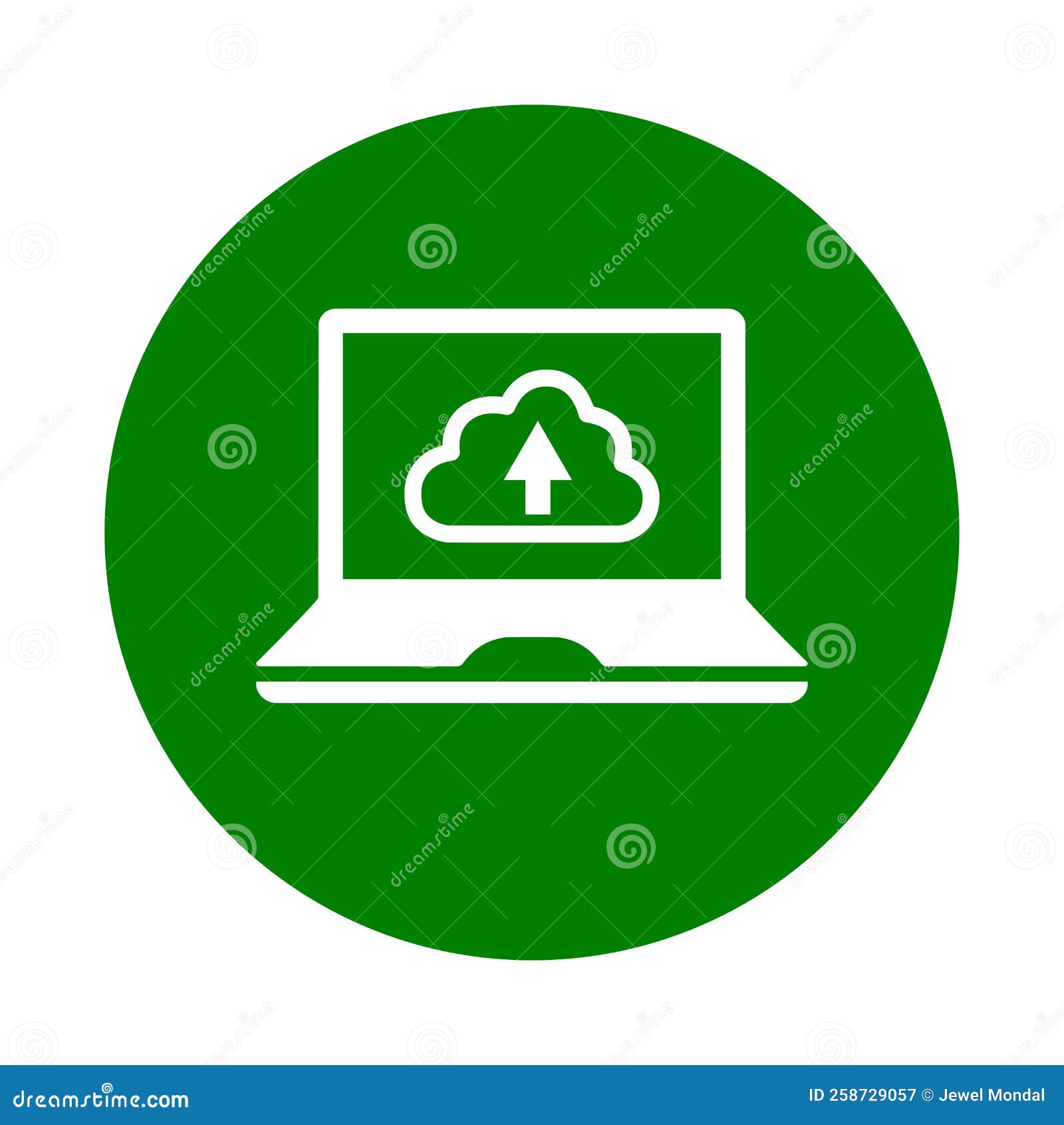 Computer, Laptop, Cloud, Computing Icon. Green Vector Graphics Stock ...