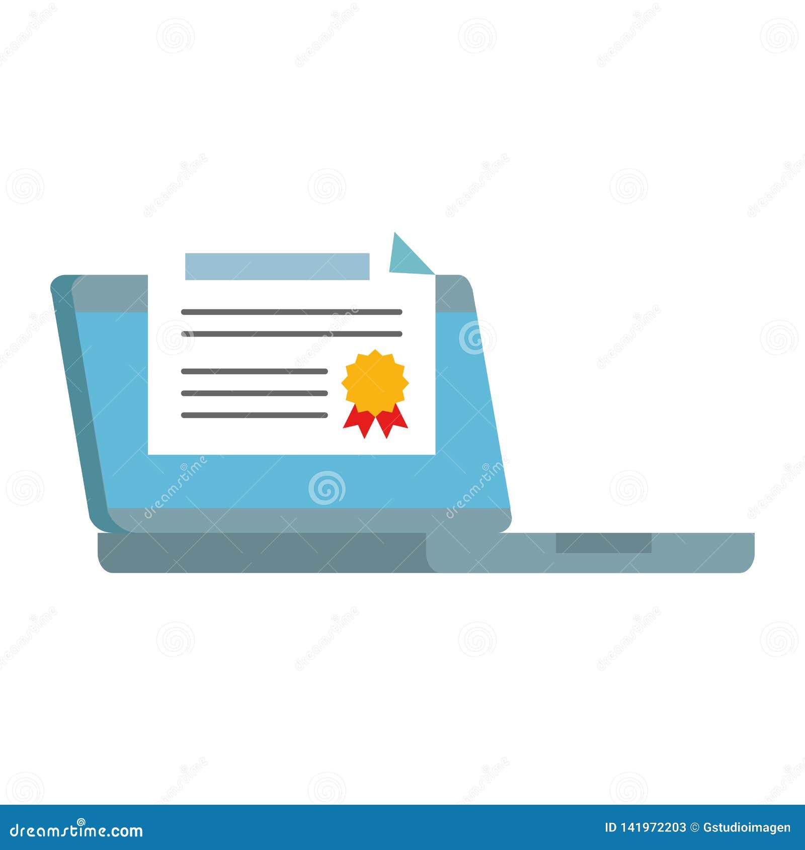Computer Laptop with Diploma Stock Vector - Illustration of data, icon ...