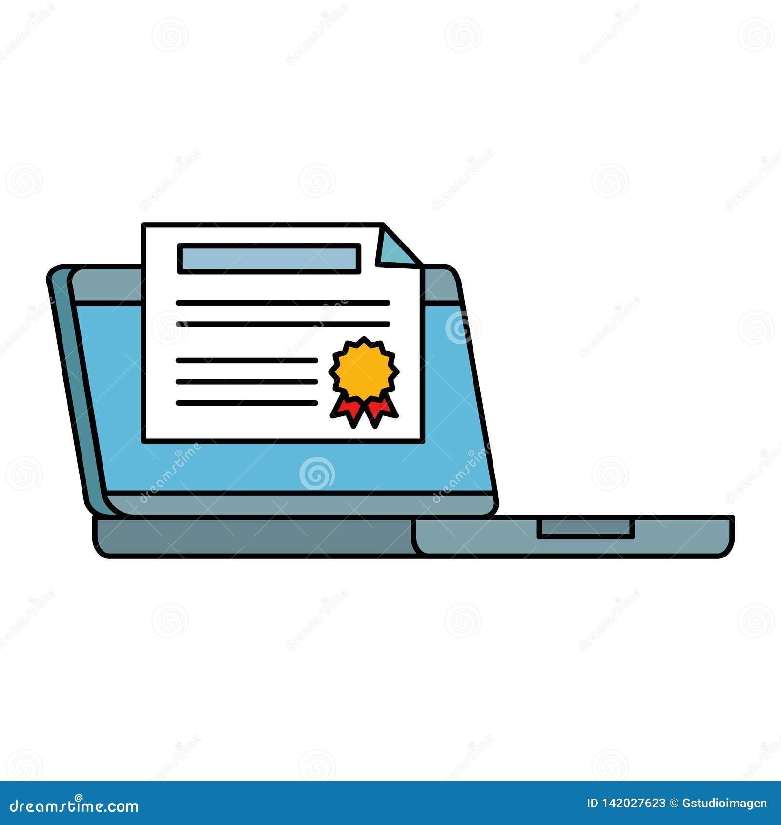 Computer Laptop with Diploma Stock Vector - Illustration of isometry ...