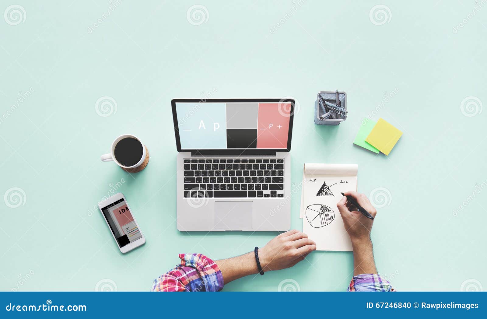 Computer Laptop Drawing Working Desk Concept Stock Photo - Image of ...