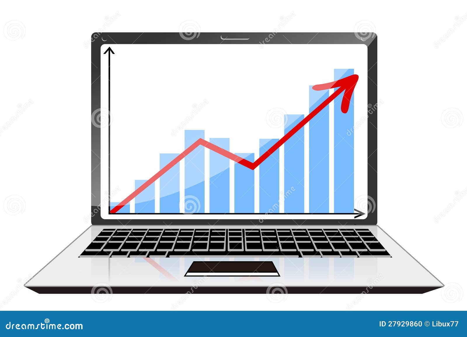 Computer Laptop Financial Graph Stock Illustration - Illustration of ...
