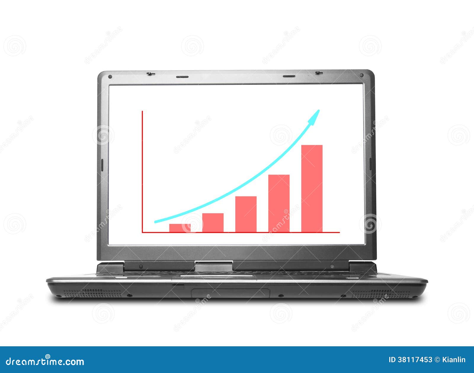 Computer Laptop Financial Graph Stock Illustration - Illustration of ...