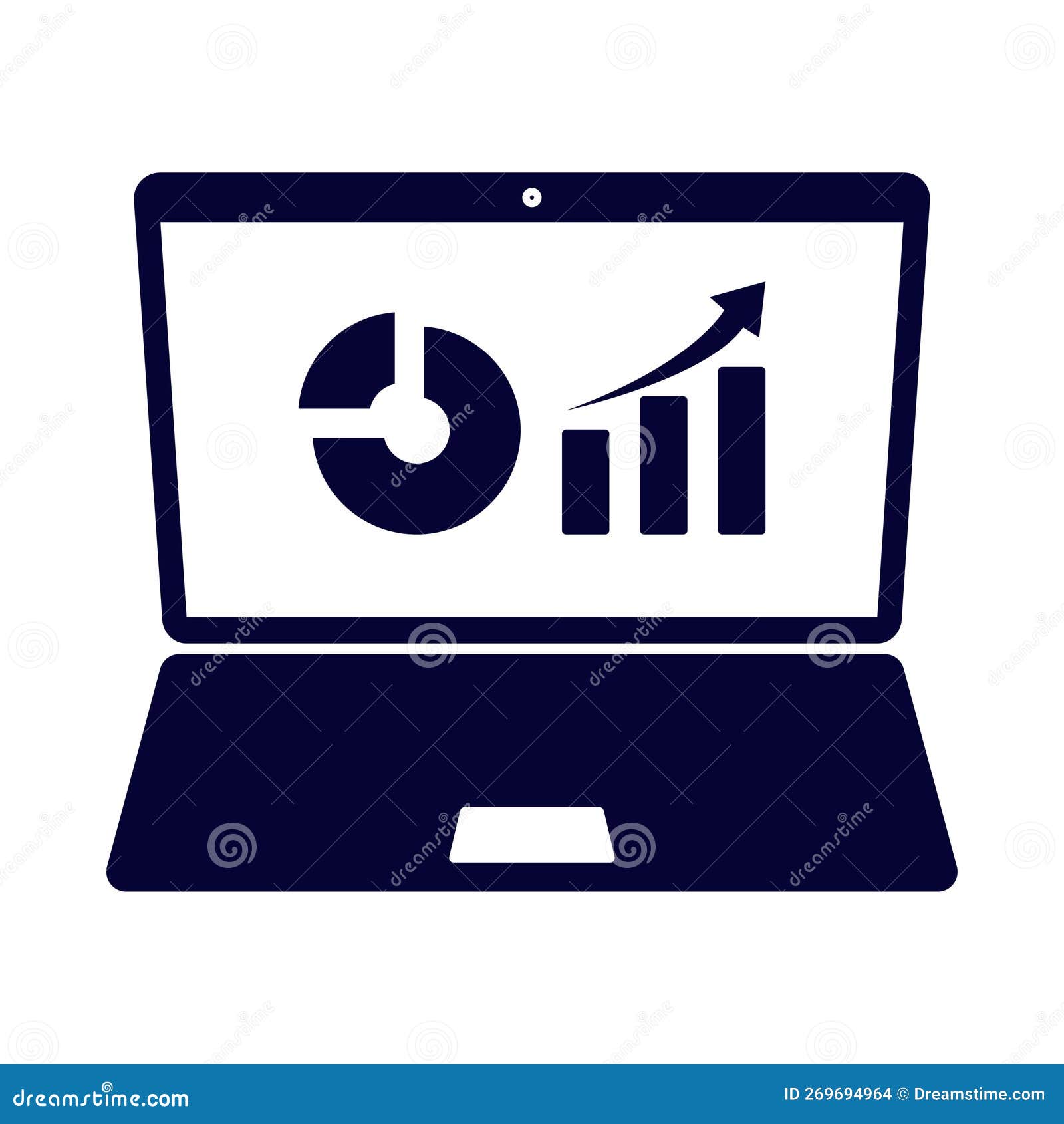 Computer, Laptop, Graph Chart, Online Graph Chart Icon Stock Vector ...