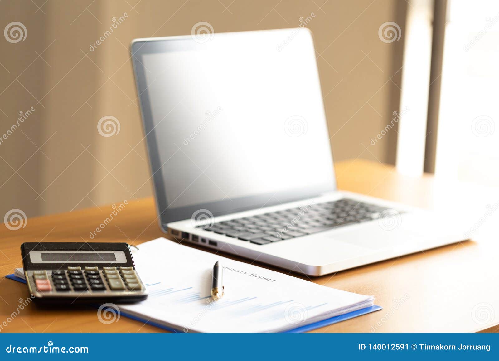 Computer Laptop with Graph Chart on Worktable Stock Image - Image of ...
