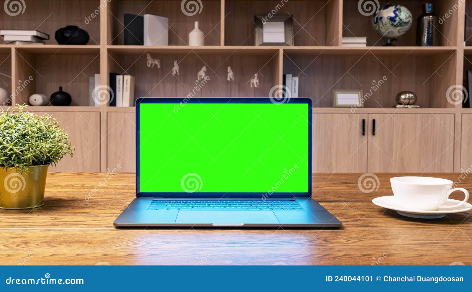 Computer Laptop with Green Screen on the Table at Home Stock Video ...