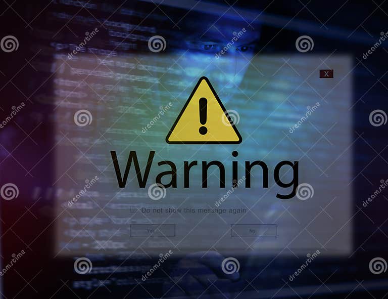 Computer Laptop with Hack Warning Pop Up Stock Image - Image of ...