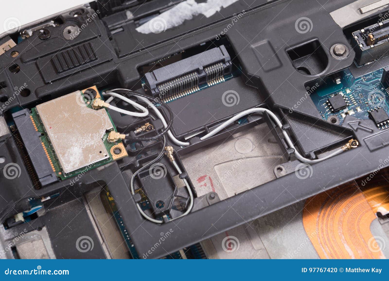 Computer Laptop Internal Wiring and Components Stock Photo - Image of ...