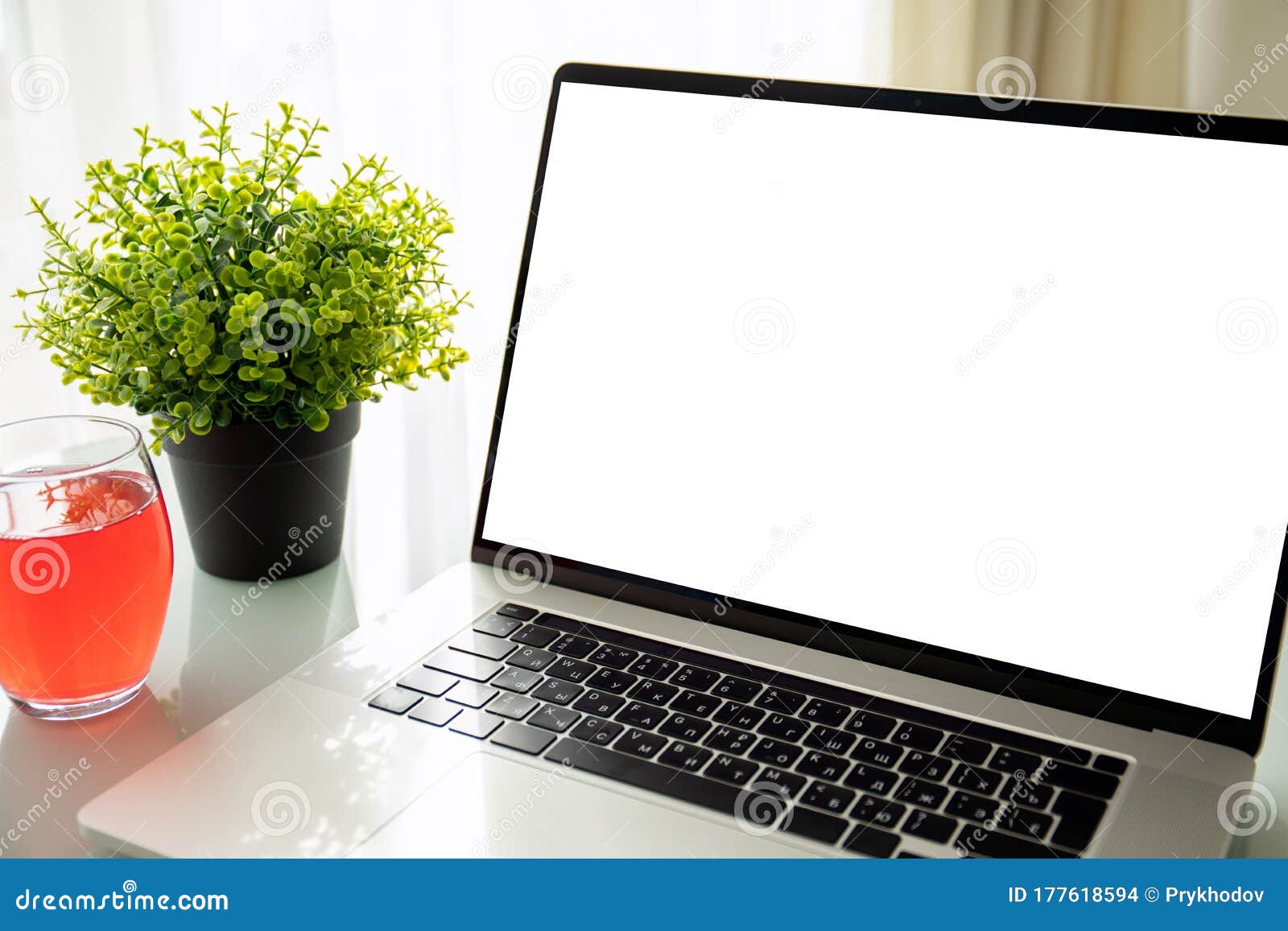 Computer Laptop with Isolated Screen on Table in Room Stock Photo ...