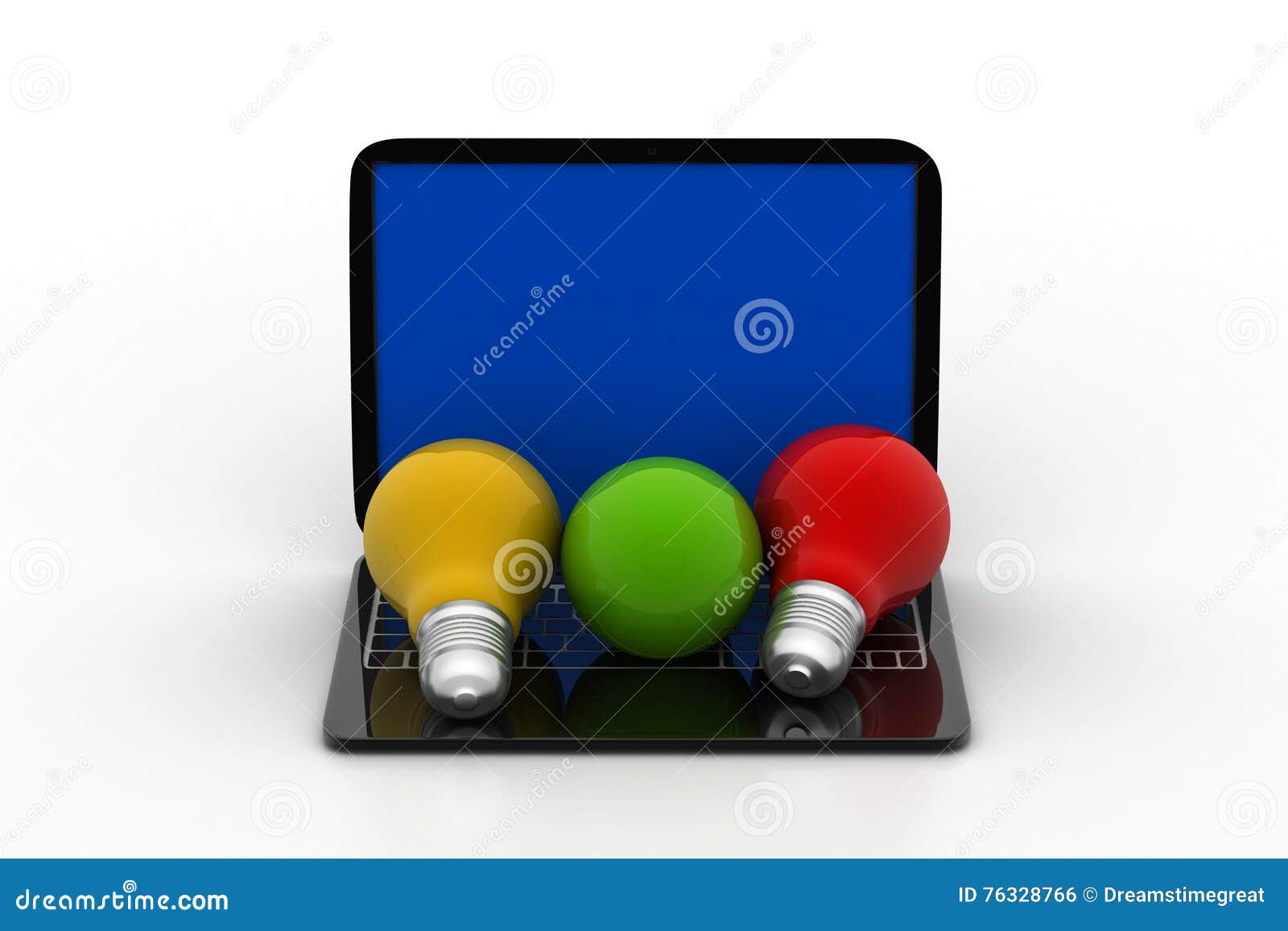 Computer Laptop with Lamp Bulb Ideas Concept Stock Illustration ...