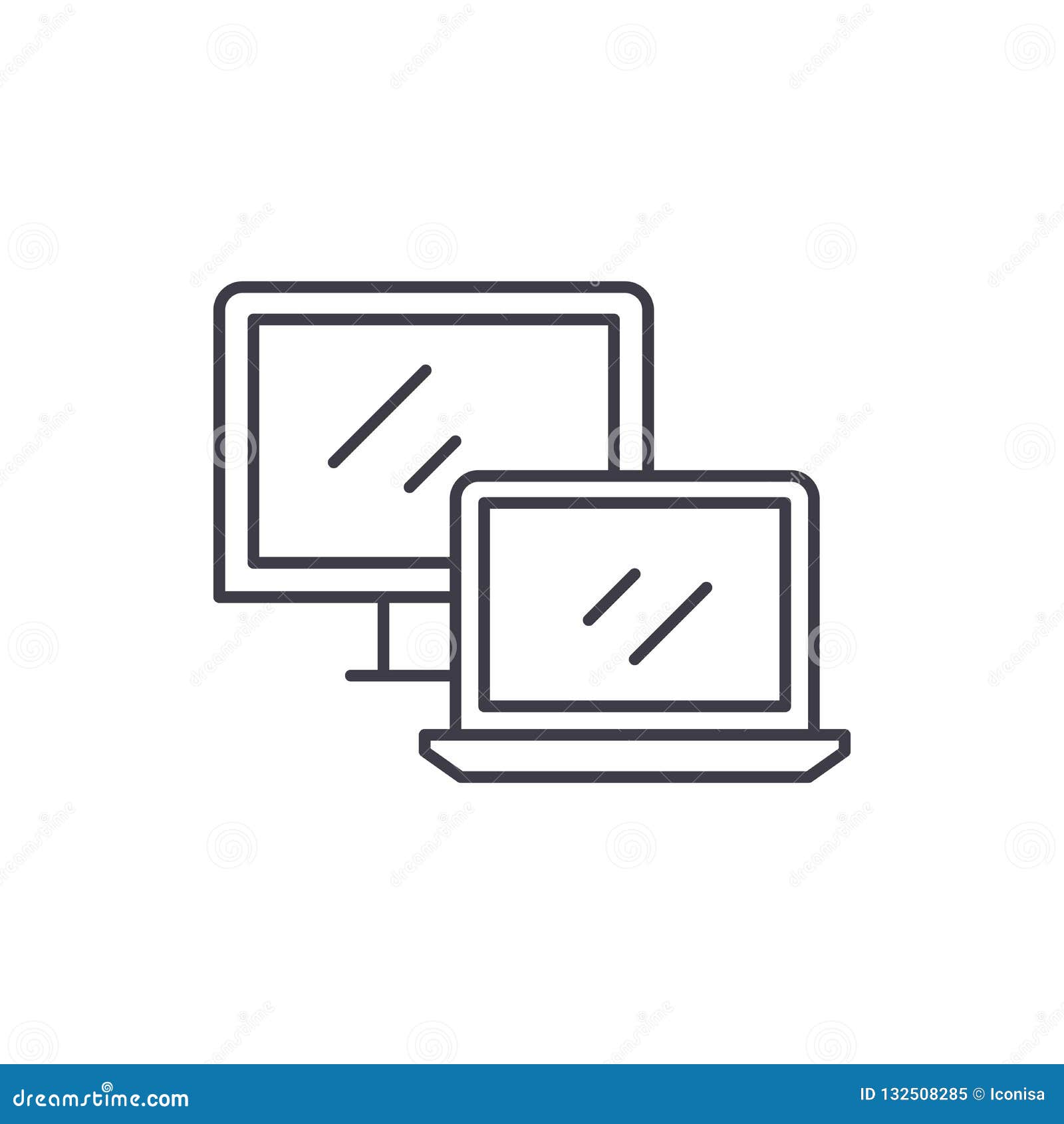 Computer and Laptop Line Icon Concept. Computer and Laptop Vector ...