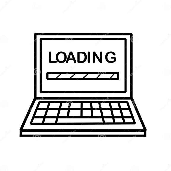 Computer, Laptop, Loading Vector Icon for Work Stock Illustration ...