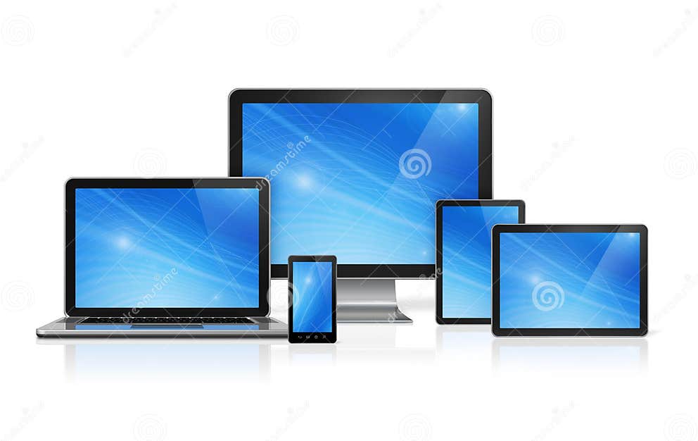 Computer, Laptop, Mobile Phone and Digital Tablet Pc Stock Illustration ...