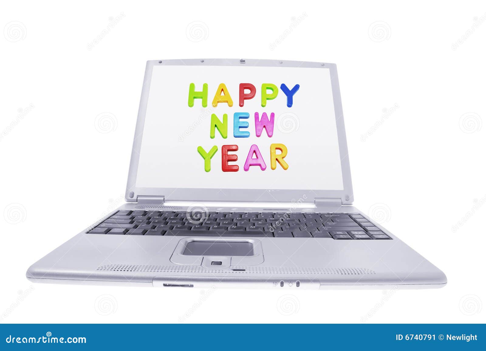 Computer Laptop with New Year Greetings Stock Image - Image of monitor ...