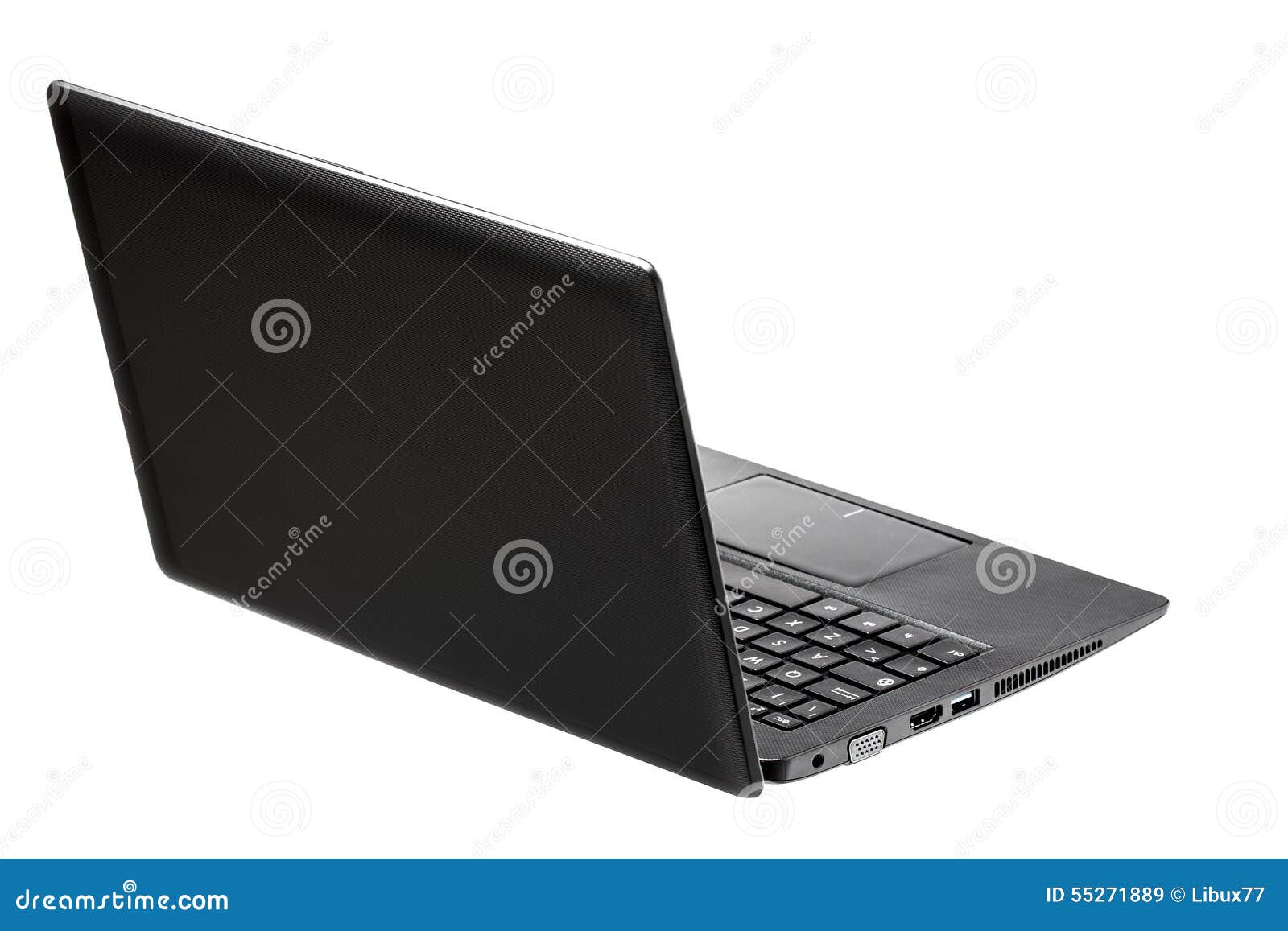 Computer Laptop Open Back View Three Quarters Isolated Stock Photo ...