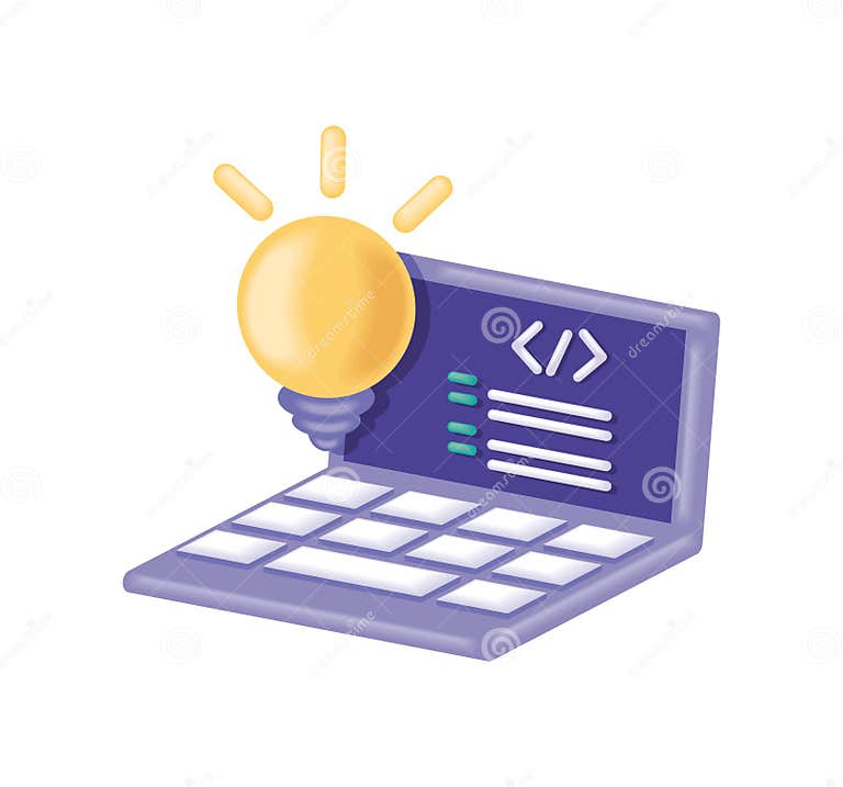 Computer Laptop and Program Code Development Stock Vector - Illustration of program, data: 321879286