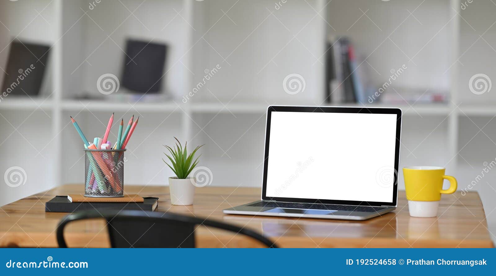 Computer Laptop is Putting on a Wooden Working Desk in the Sitting Room ...