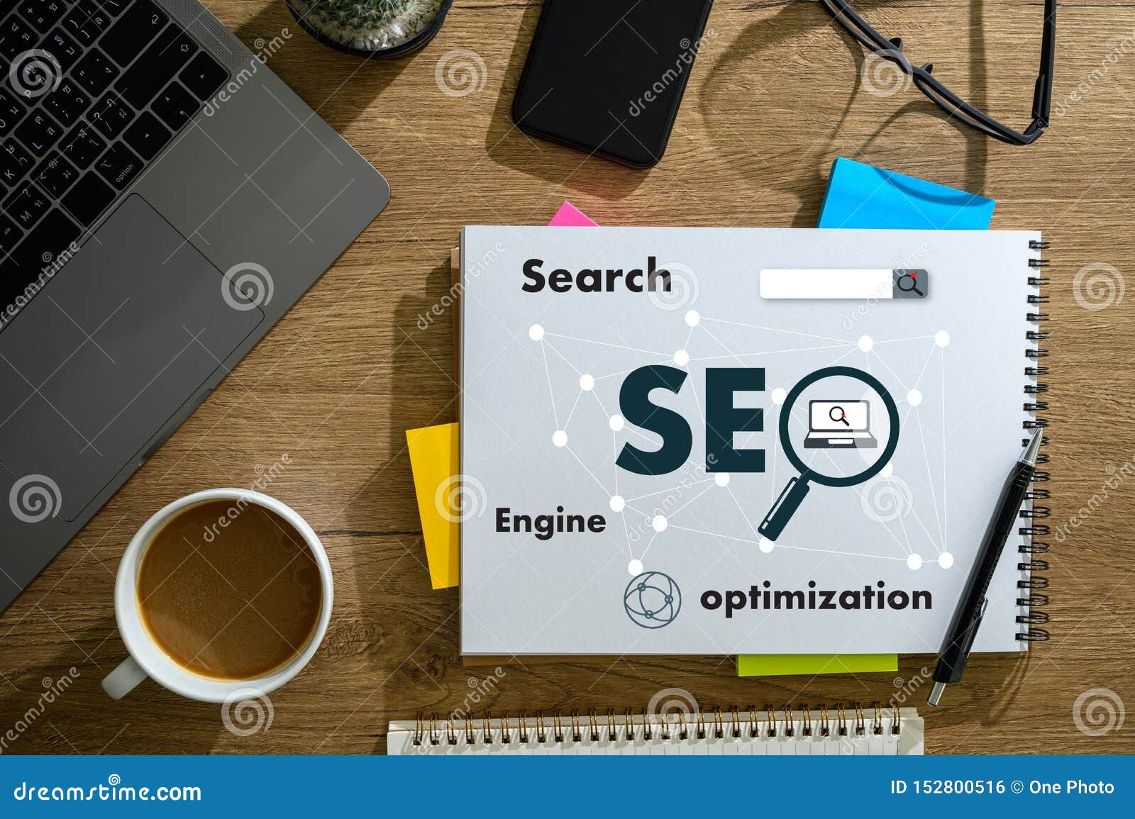 Computer Laptop Searching Engine Optimizing SEO Technology Concept ...