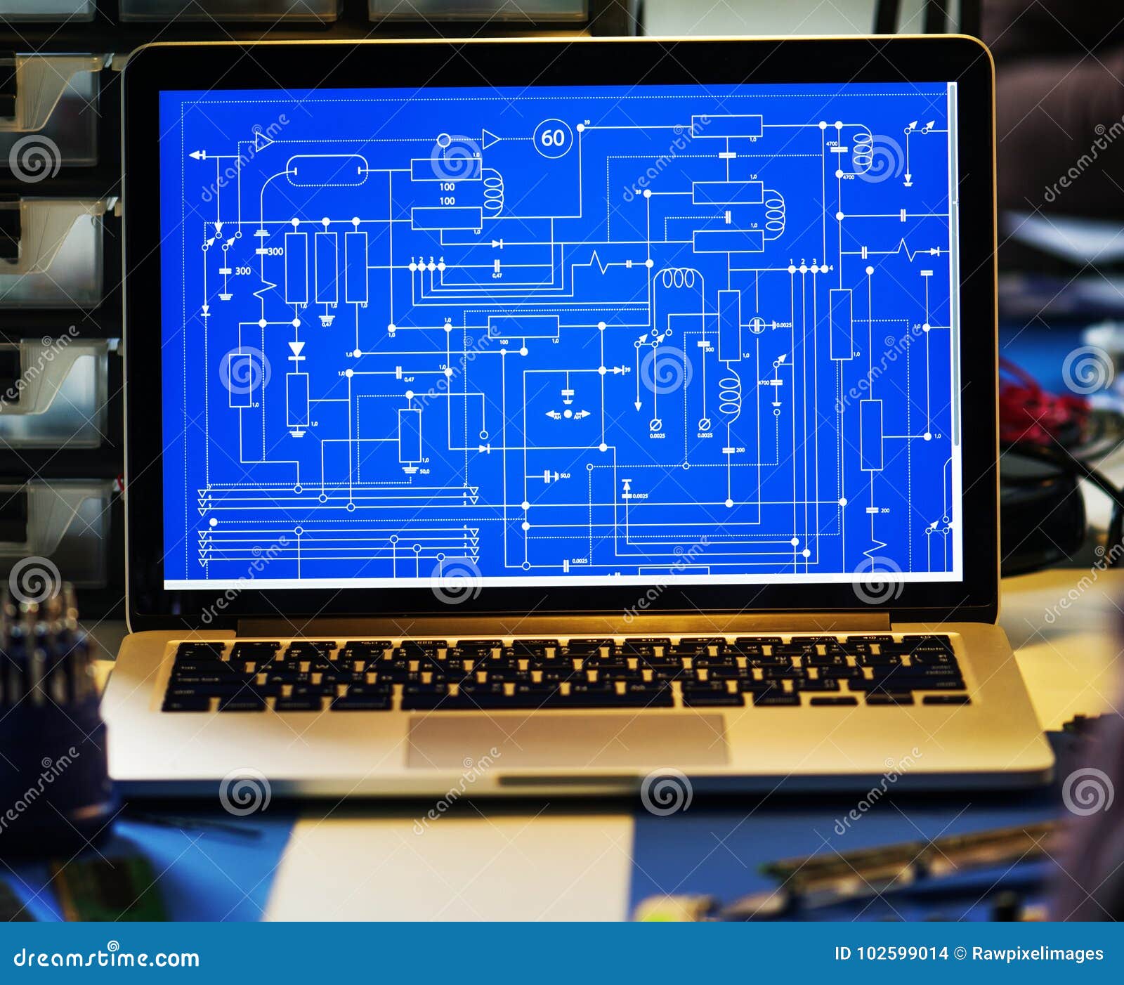Computer Laptop Showing Electronic Circuit Pattern Stock Photo - Image ...