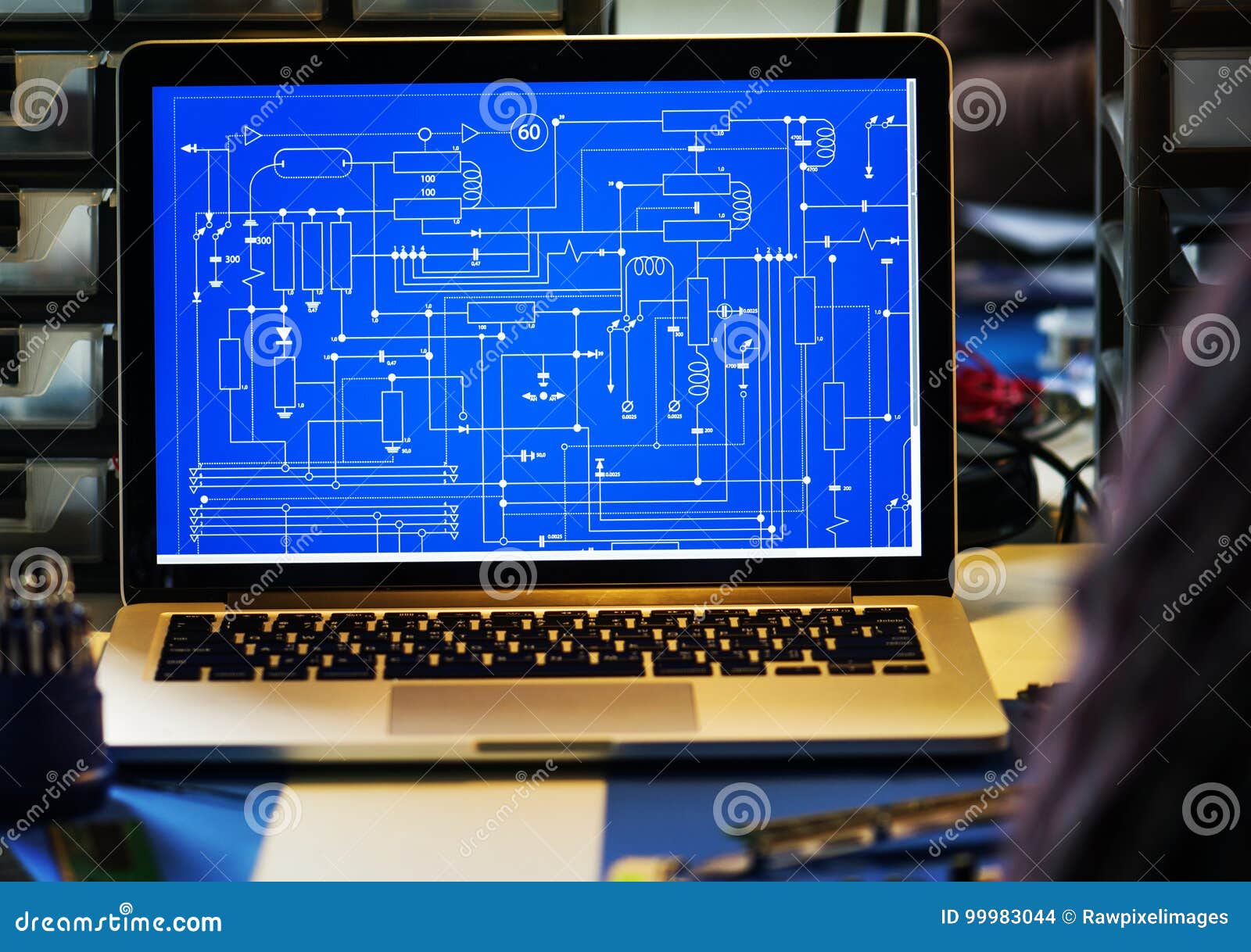 Computer Laptop Showing Electronic Circuit Pattern Stock Photo - Image ...