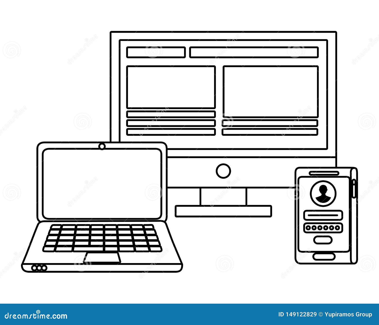 Computer Laptop and Smartphone Design Vector Illustration Stock Vector ...