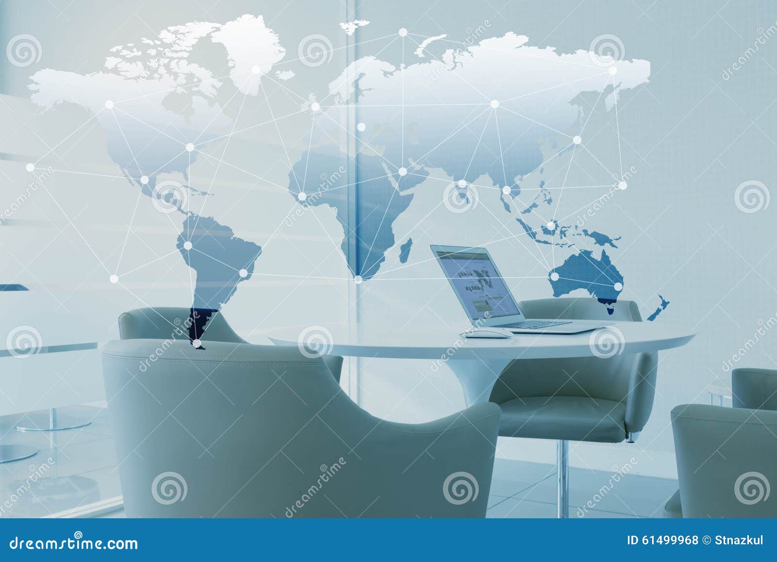 Computer Laptop on Table with Globalization Concept Stock Photo - Image ...