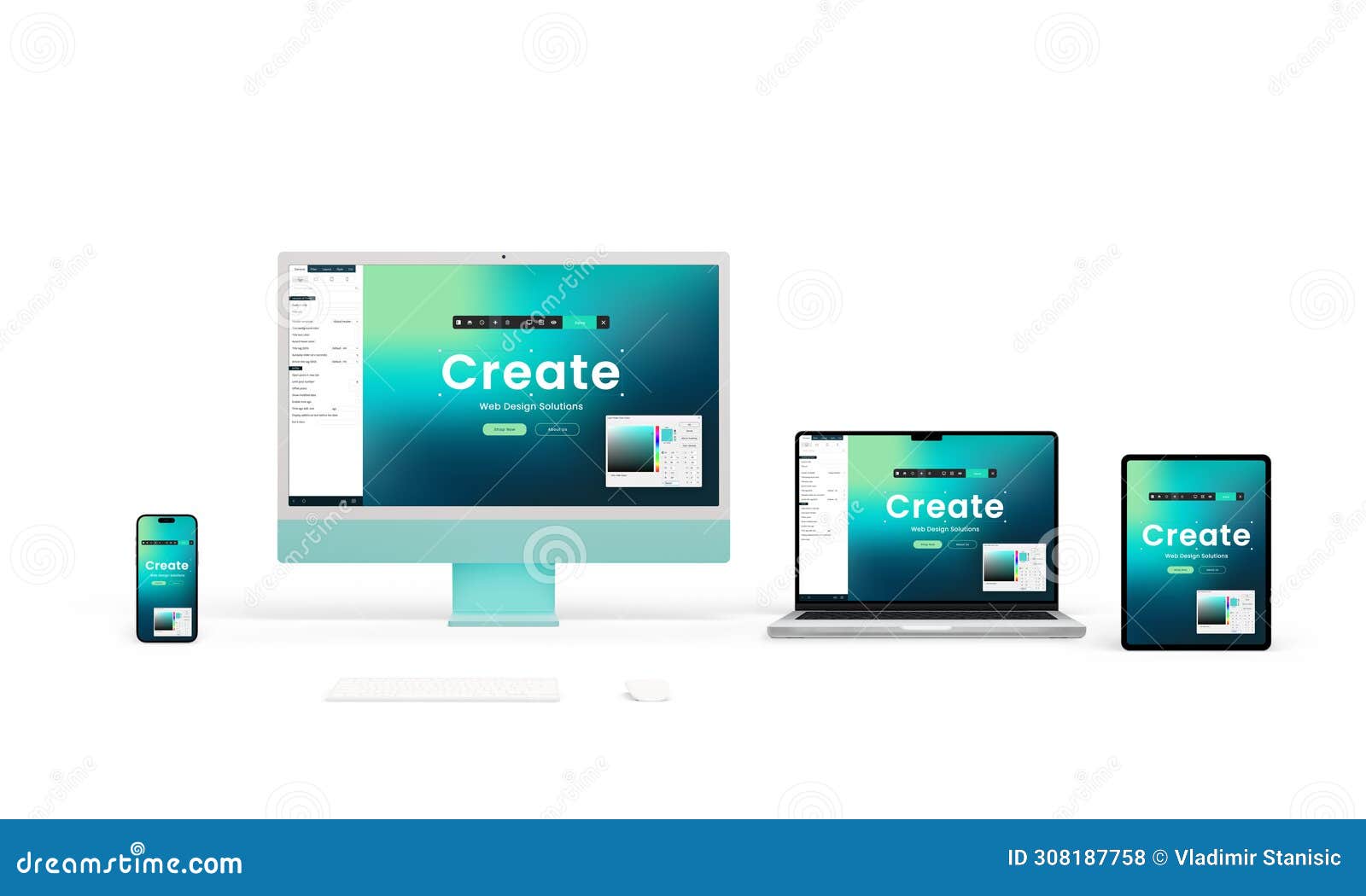 Computer, Laptop, Tablet, and Phone Displays Showcase a Responsive ...