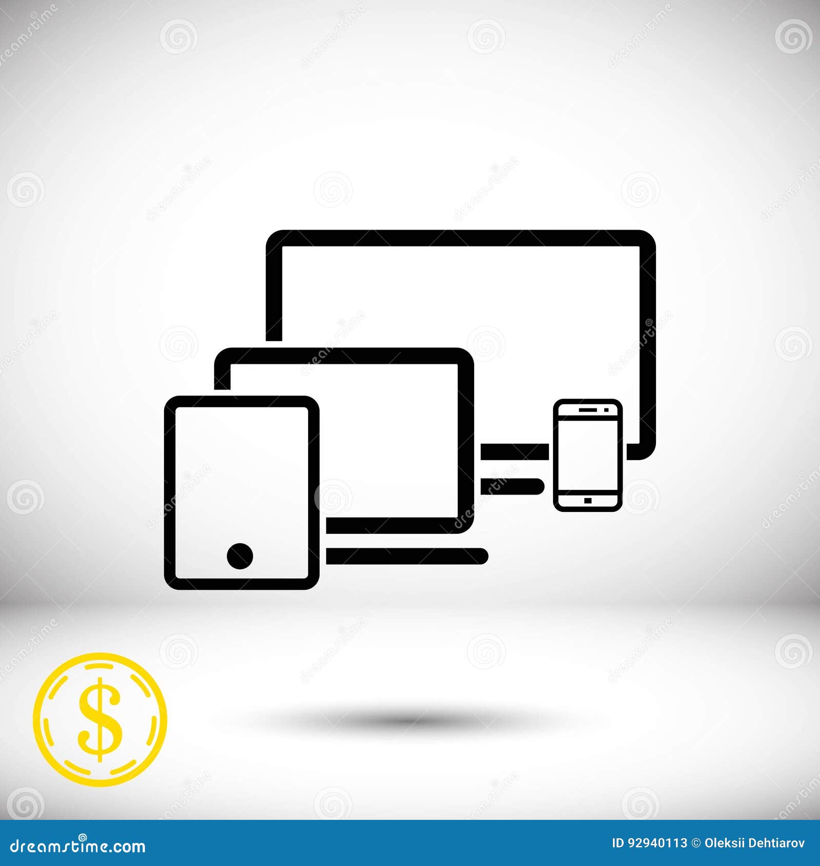 Computer Laptop Tablet Phone Icon Stock Vector Illustration Flat Design ...