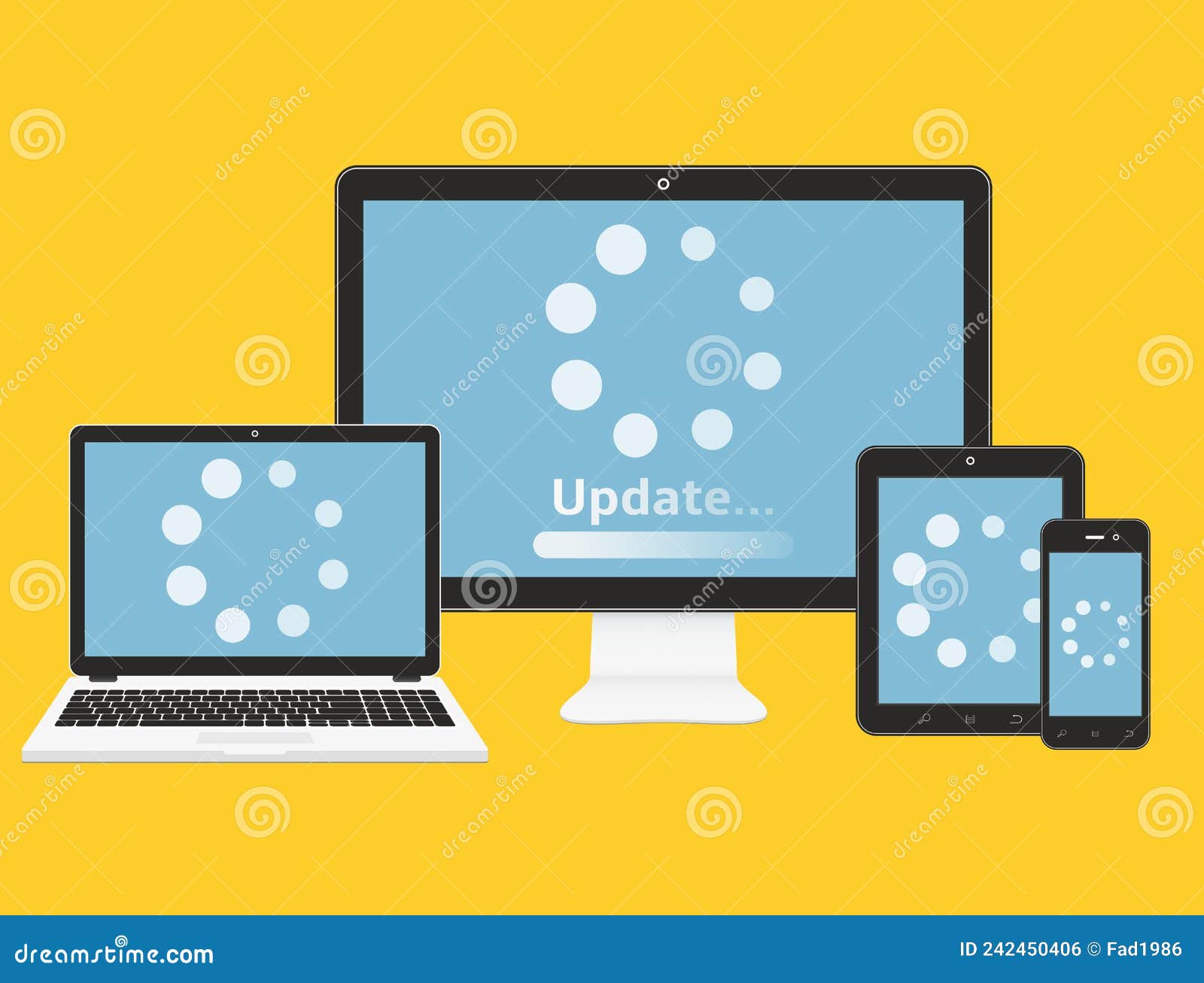 Computer, Laptop, Tablet, Smartphone with Update Loading Process on ...