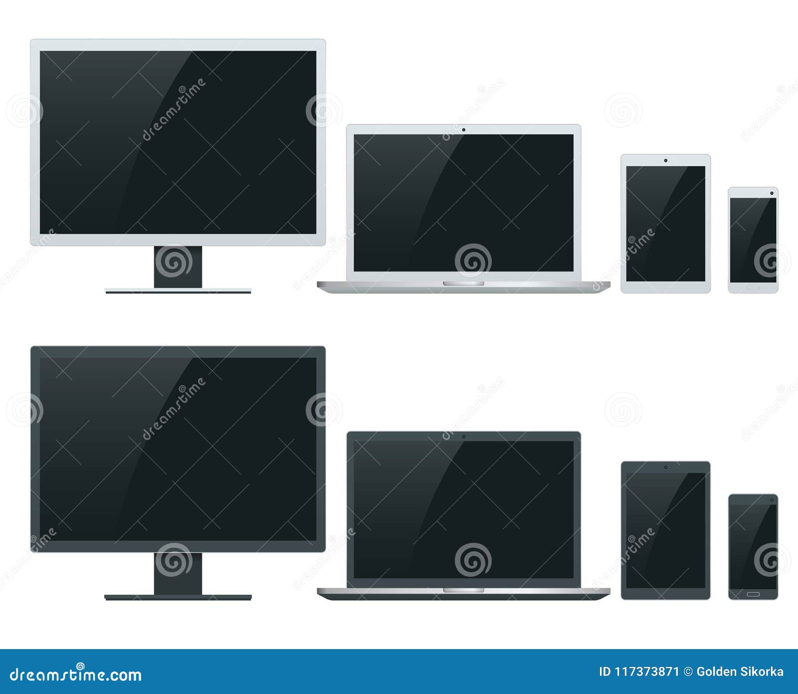 Computer, Laptop, Tablet and Smartphone Vector Illustrations. Device ...