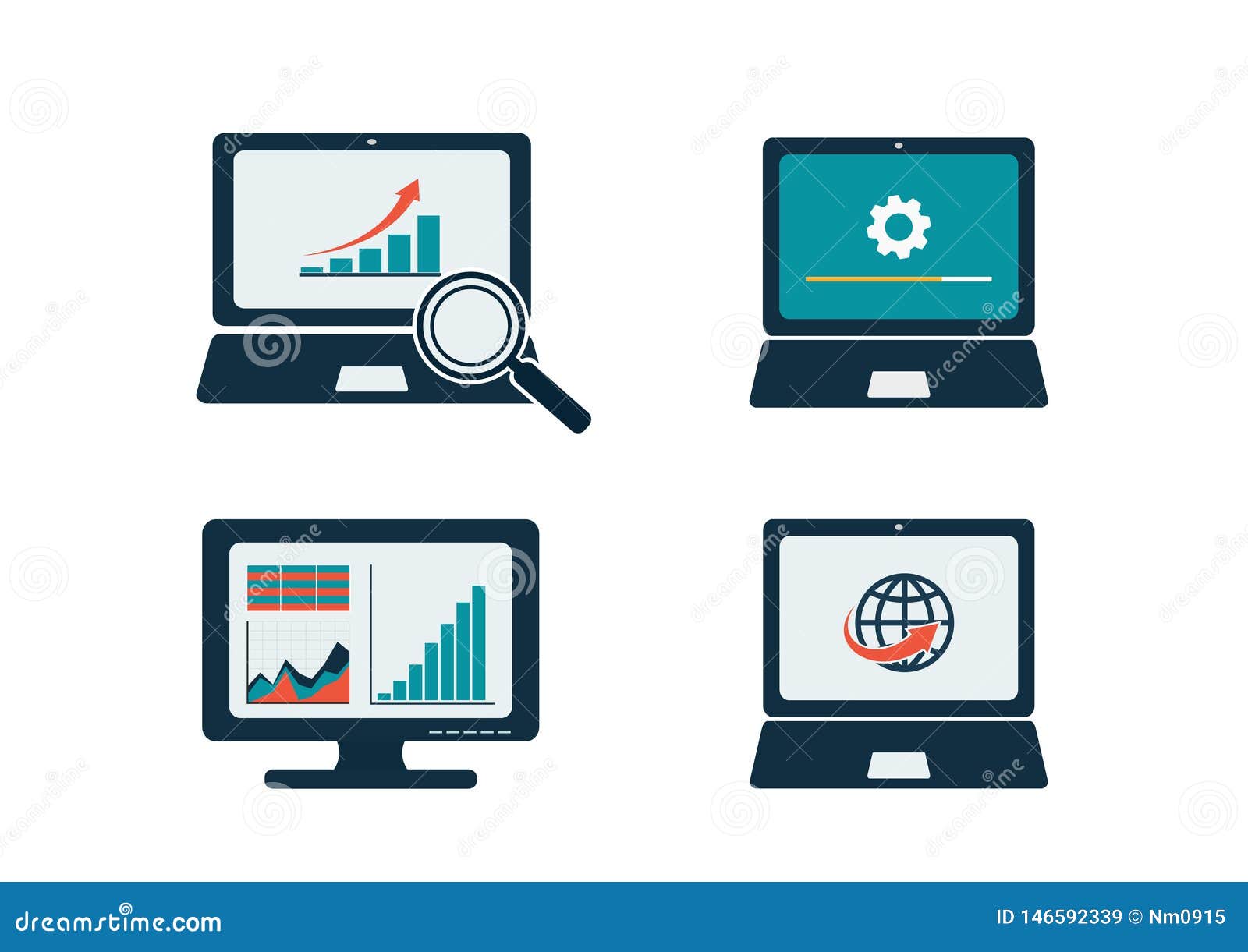 Computer and Laptop Technology Isolated Vector Image Stock Vector ...