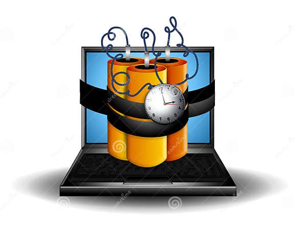 Computer Laptop Time Bomb stock illustration. Illustration of ...
