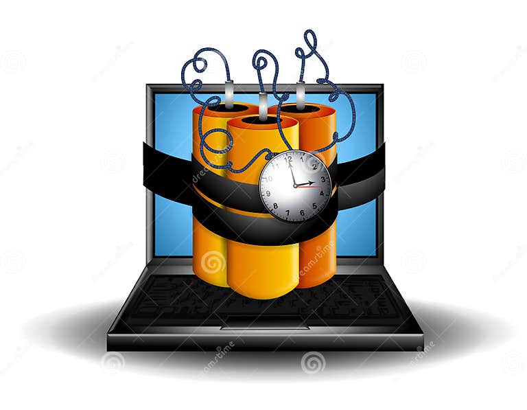 Computer Laptop Time Bomb stock illustration. Illustration of ...