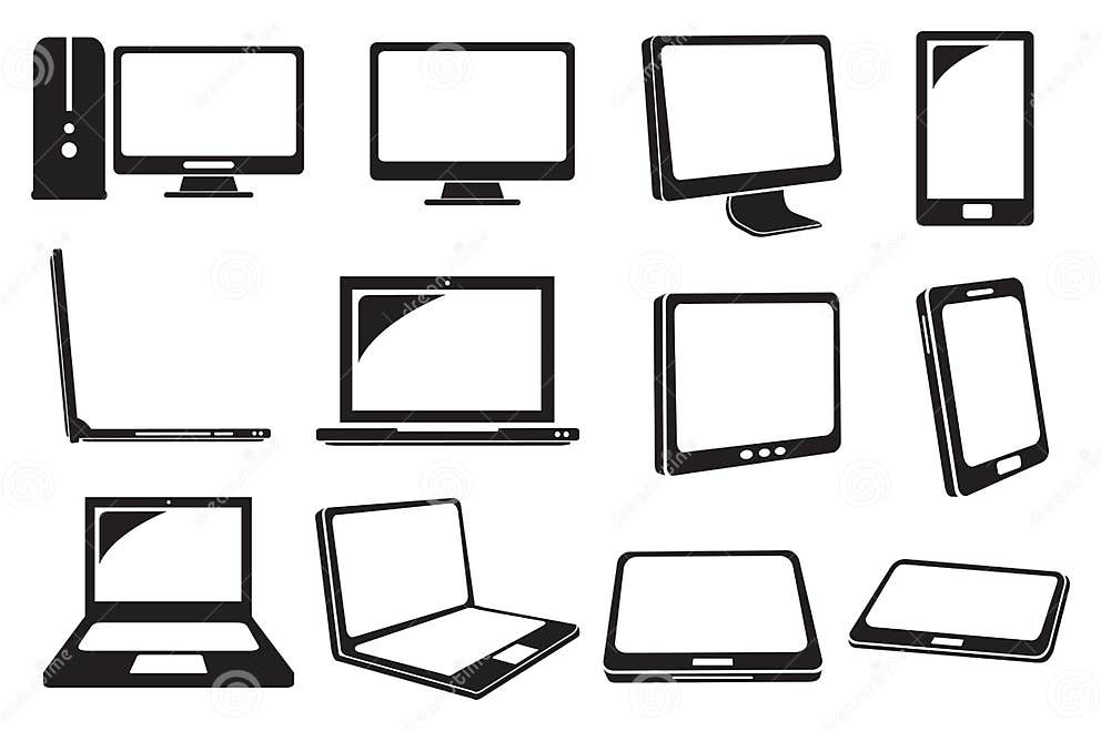 Computer and Laptop Vector Icons Stock Vector - Illustration of ...