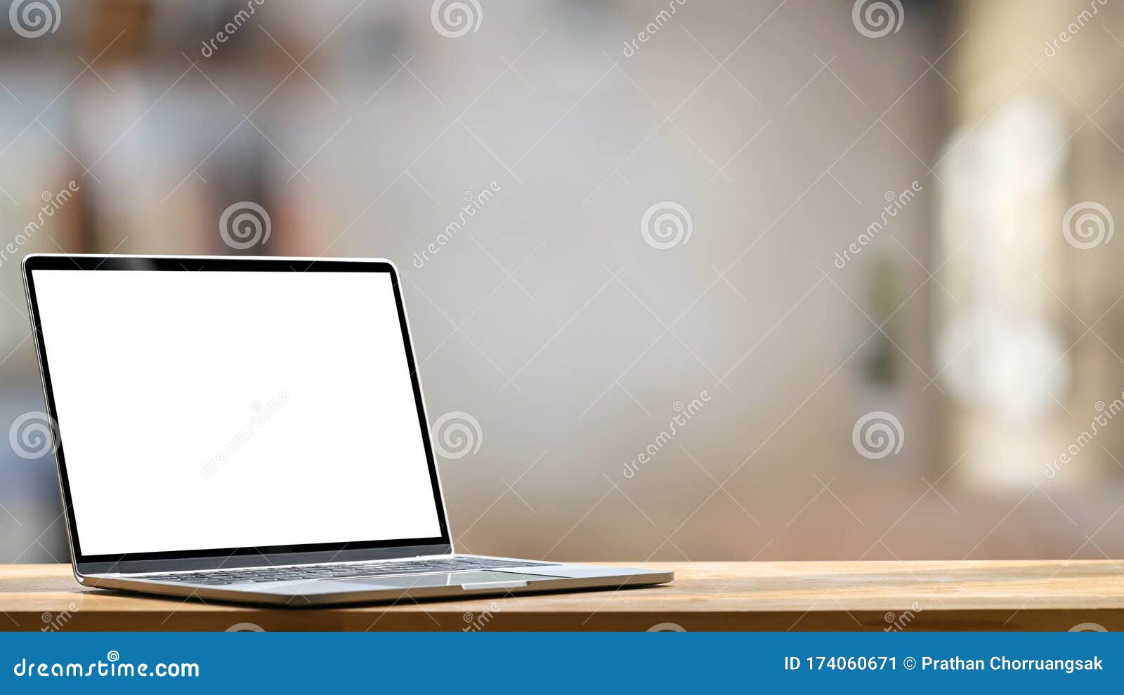 Computer Laptop with White Blank Screen Putting on the Modern Working ...